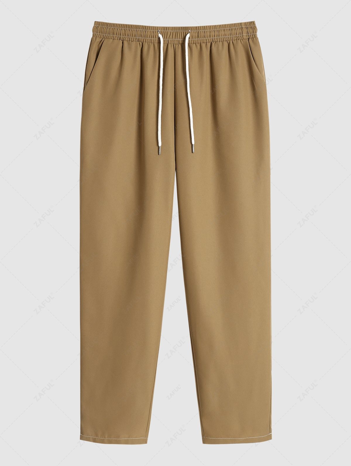 Men's Basic Minimalist Style Solid Color Drawstring Casual Pants ...